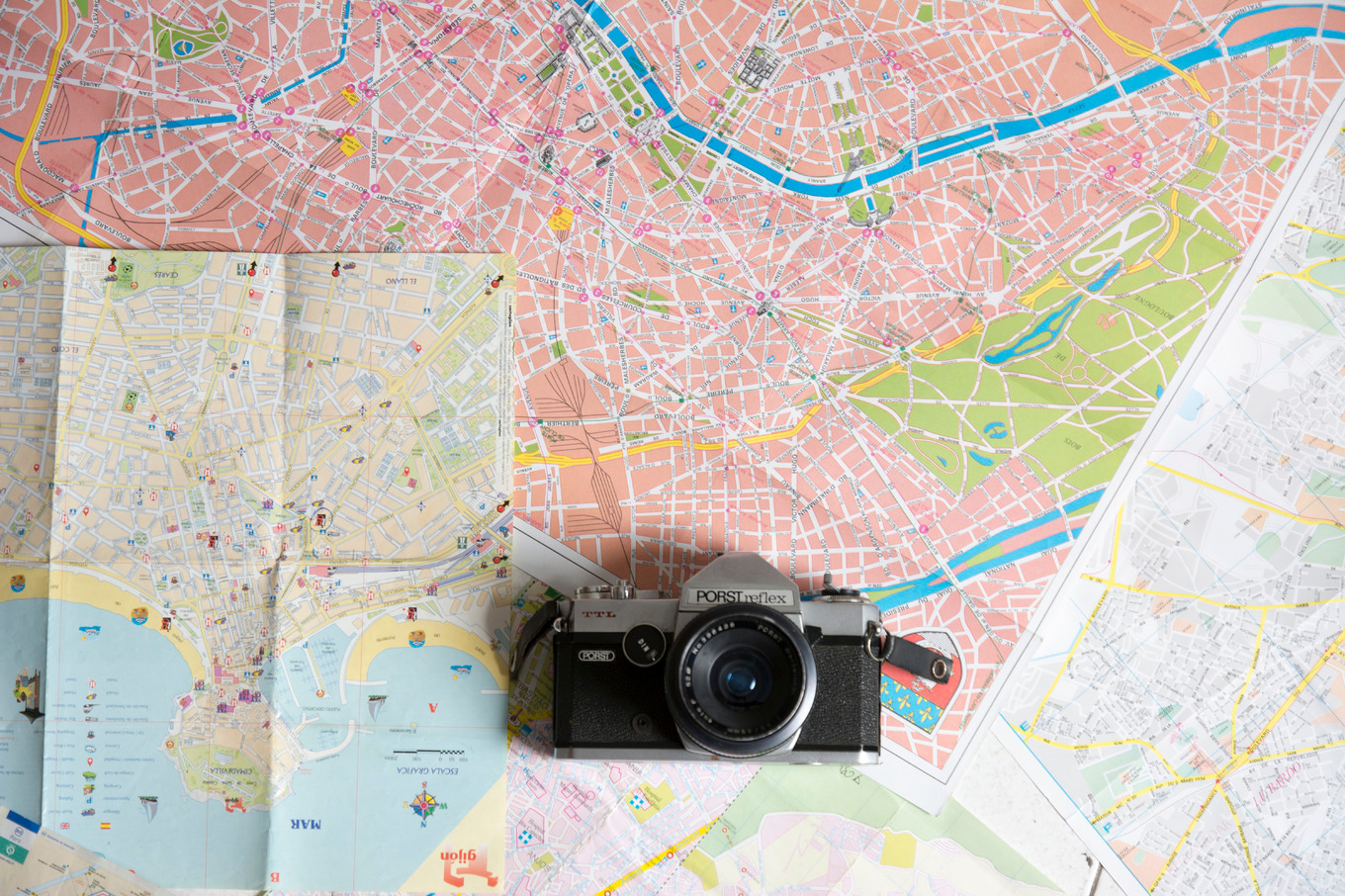 Retro camera on the map travel stuf featuring camara, retro, and map, a ...