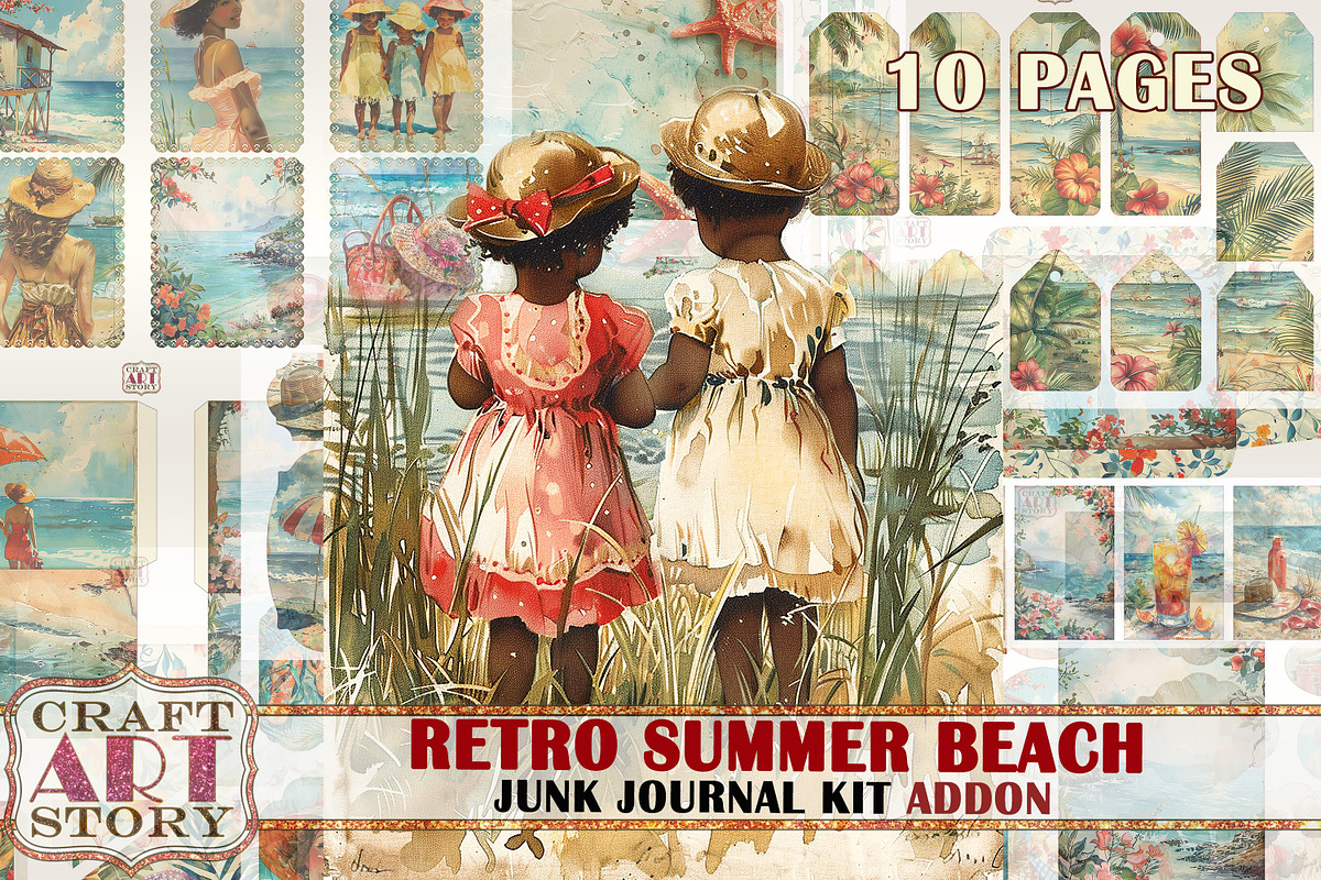 Retro Summer Beach Junk Journal Pages