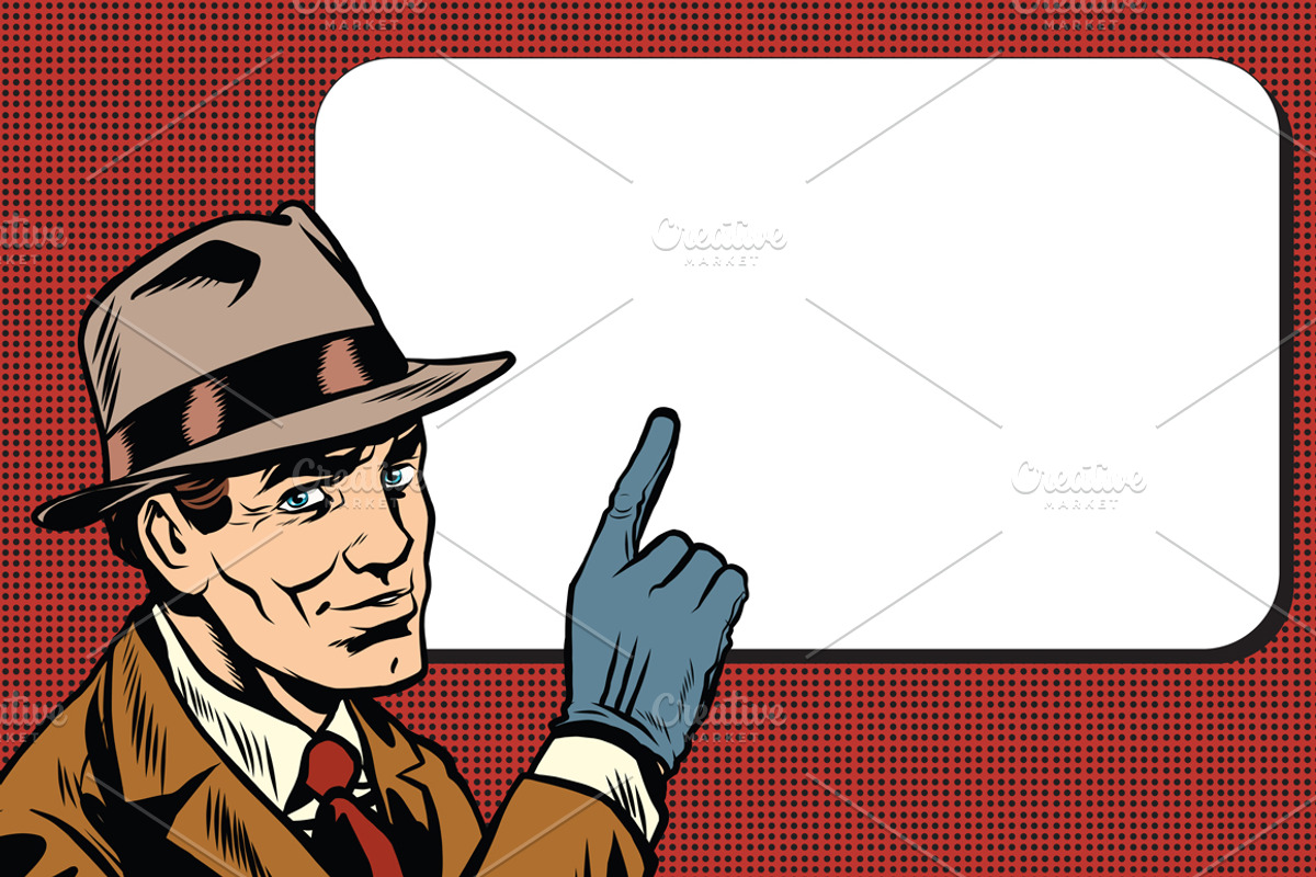 Male spy points a finger, a Person Illustration by studiostoks ...