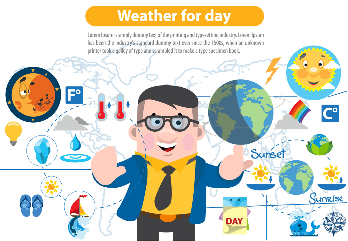 Weather for day - vector clipart, an Illustration by It's Time to Designs