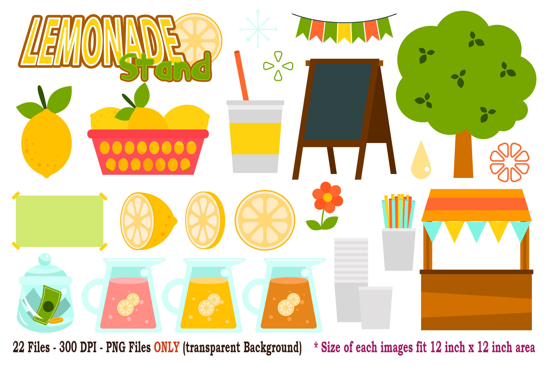 Lemonade Stand Clip Art, a Food Illustration by Cozy Cat Design