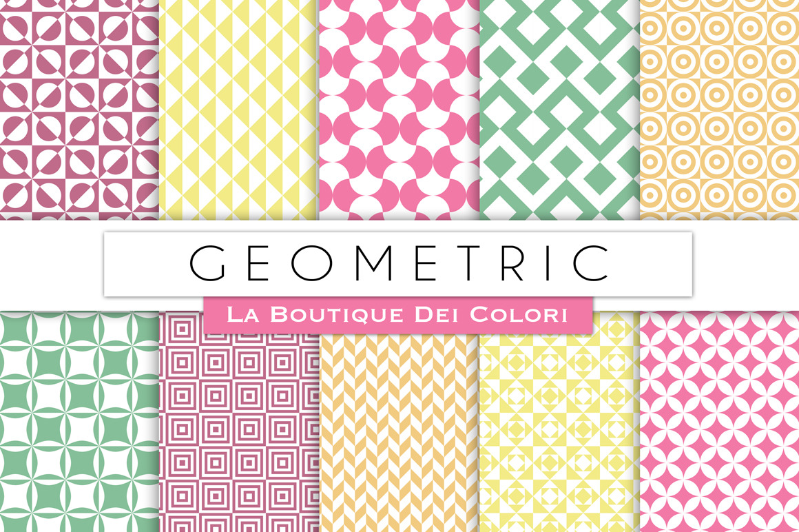 Pastel Geometric Digital Papers, a Pattern Graphic by La Boutique dei ...