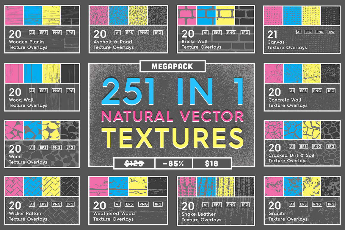 251 Natural Vector Textures Megapack, a Texture Graphic by Textures ...