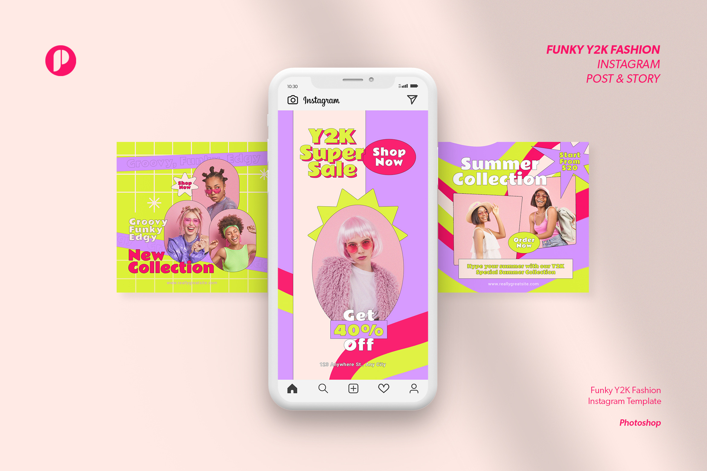 Funky Y2K Fashion Instagram, a Social Media Template by peterdraw