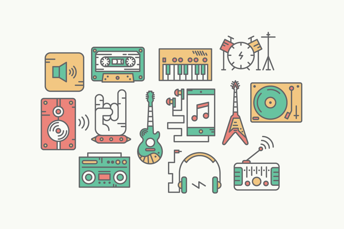 Vector Line Music Icons, an Icon by Cat + Moth