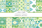 Green Aztec Digital Paper, a Texture Graphic by Avenie Digital
