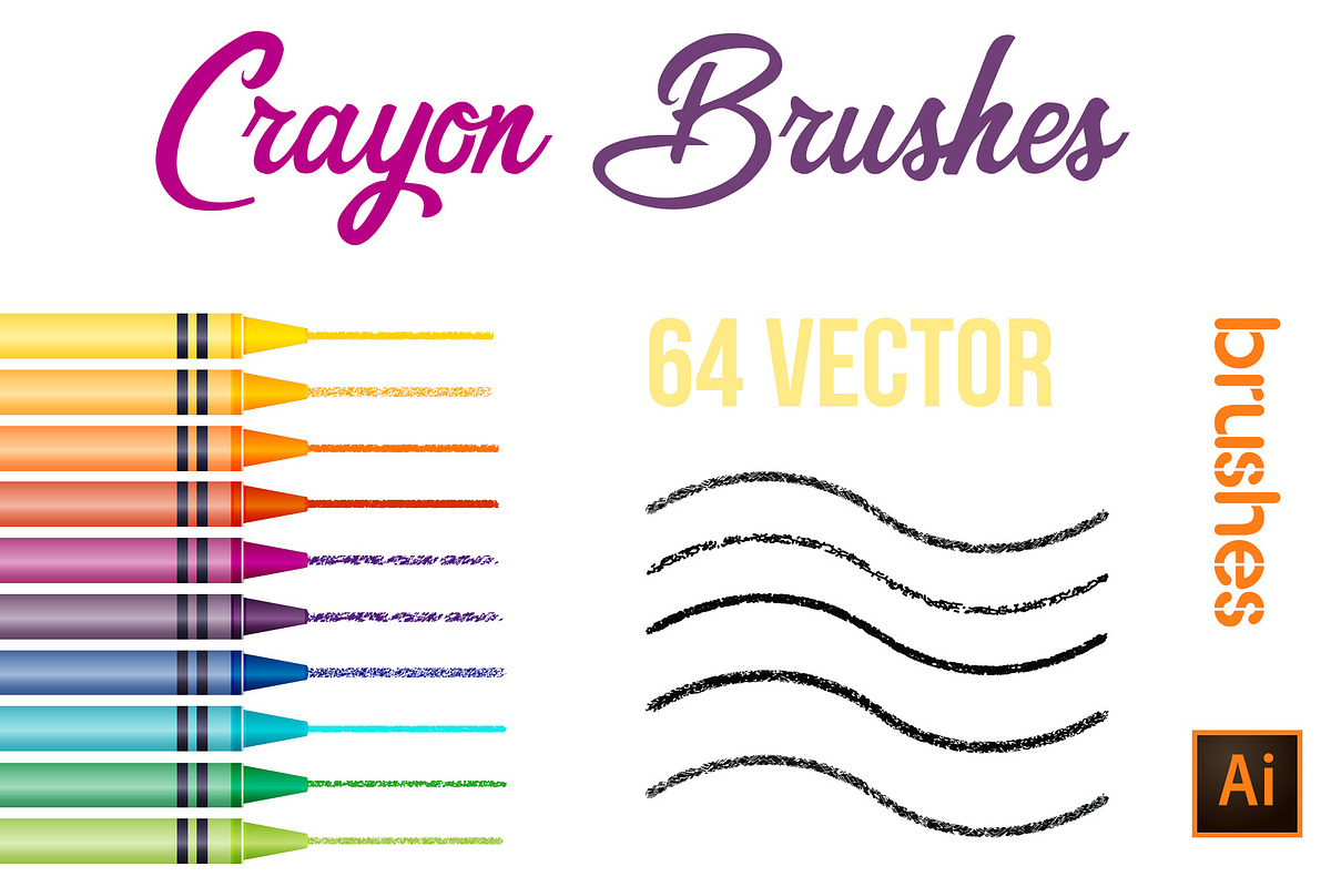 Crayon Brushes Illustrator Vector, a Brush Add-On by vladocar
