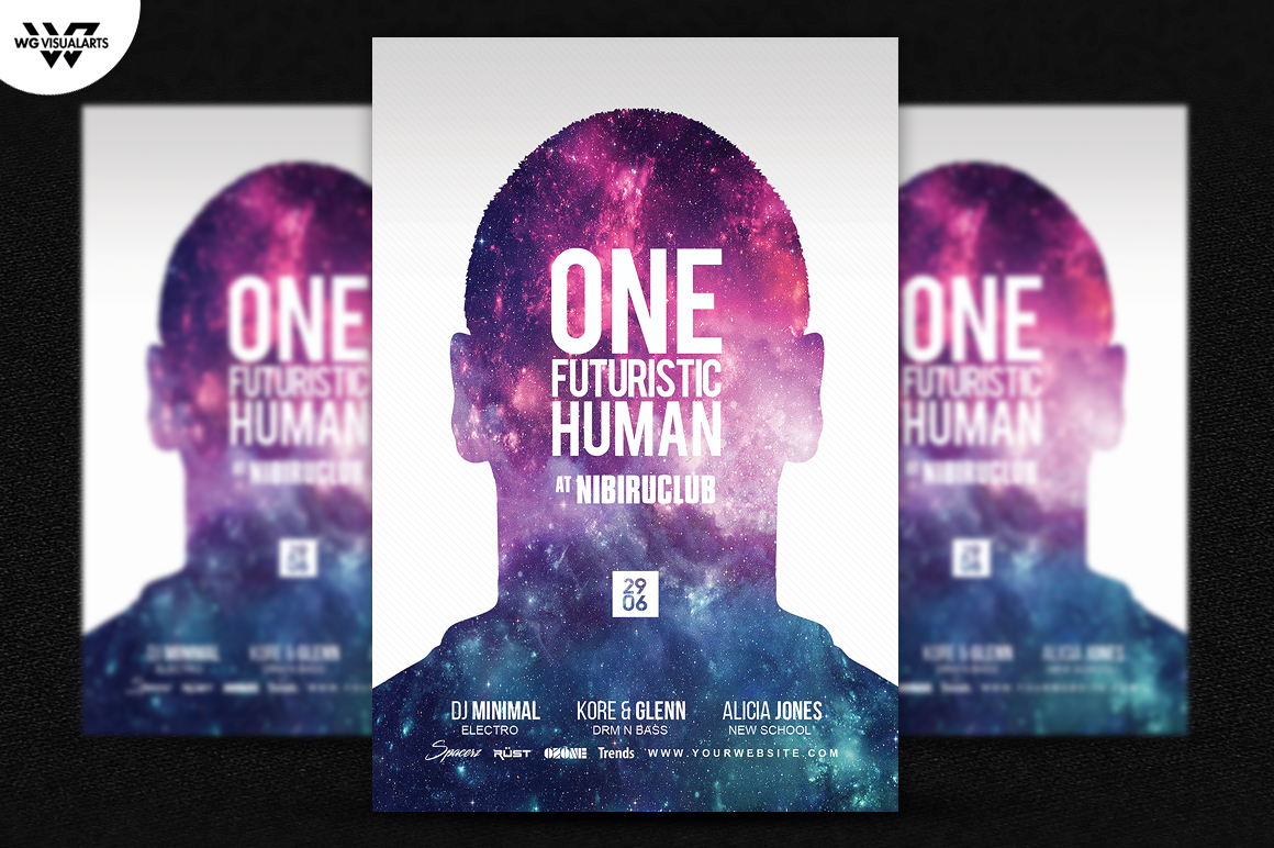 ONE FUTURISTIC HUMAN Flyer Template, a Flyer Template by WG DESIGN