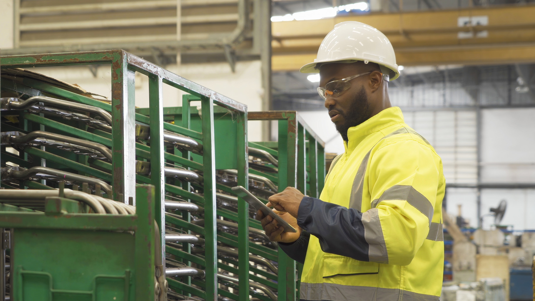 Portrait of Black African American man, an engineer or worker, w, an ...