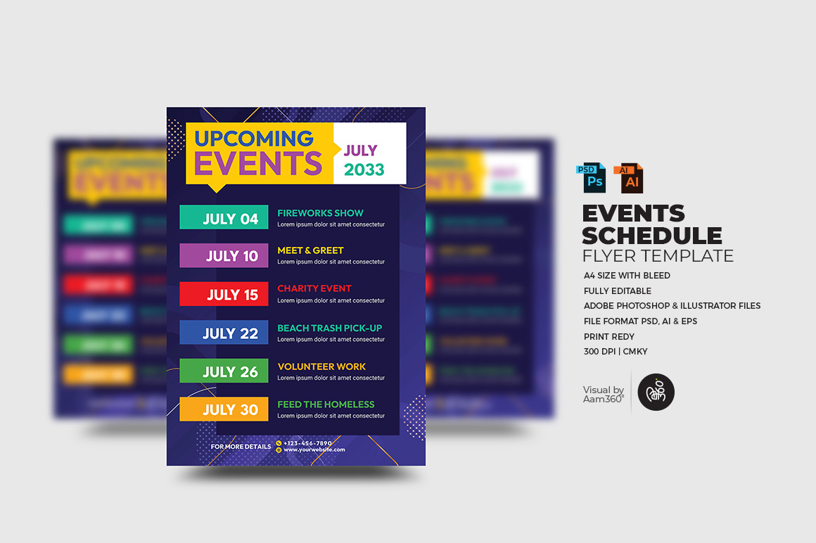 Events Schedule Flyer Template, a Flyer Template by Aam360