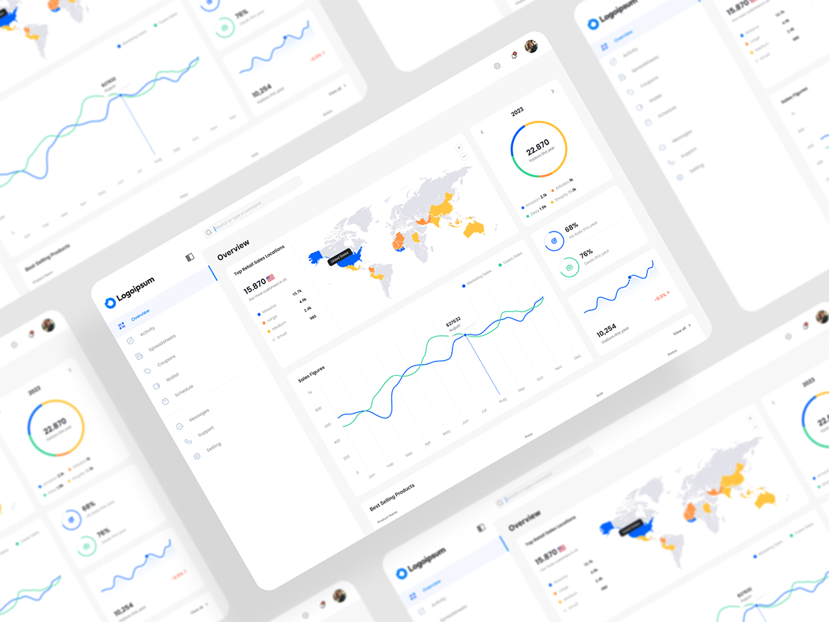 Customer Analytics Dashboard UI Kit, an UI Kit Template by iDoodle Studio