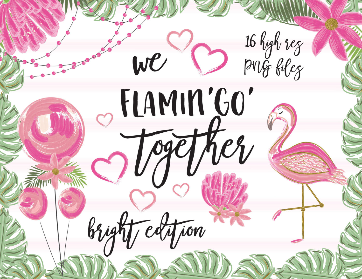 We Flamingo Together bright set, an Illustration by The Pretty Pixel