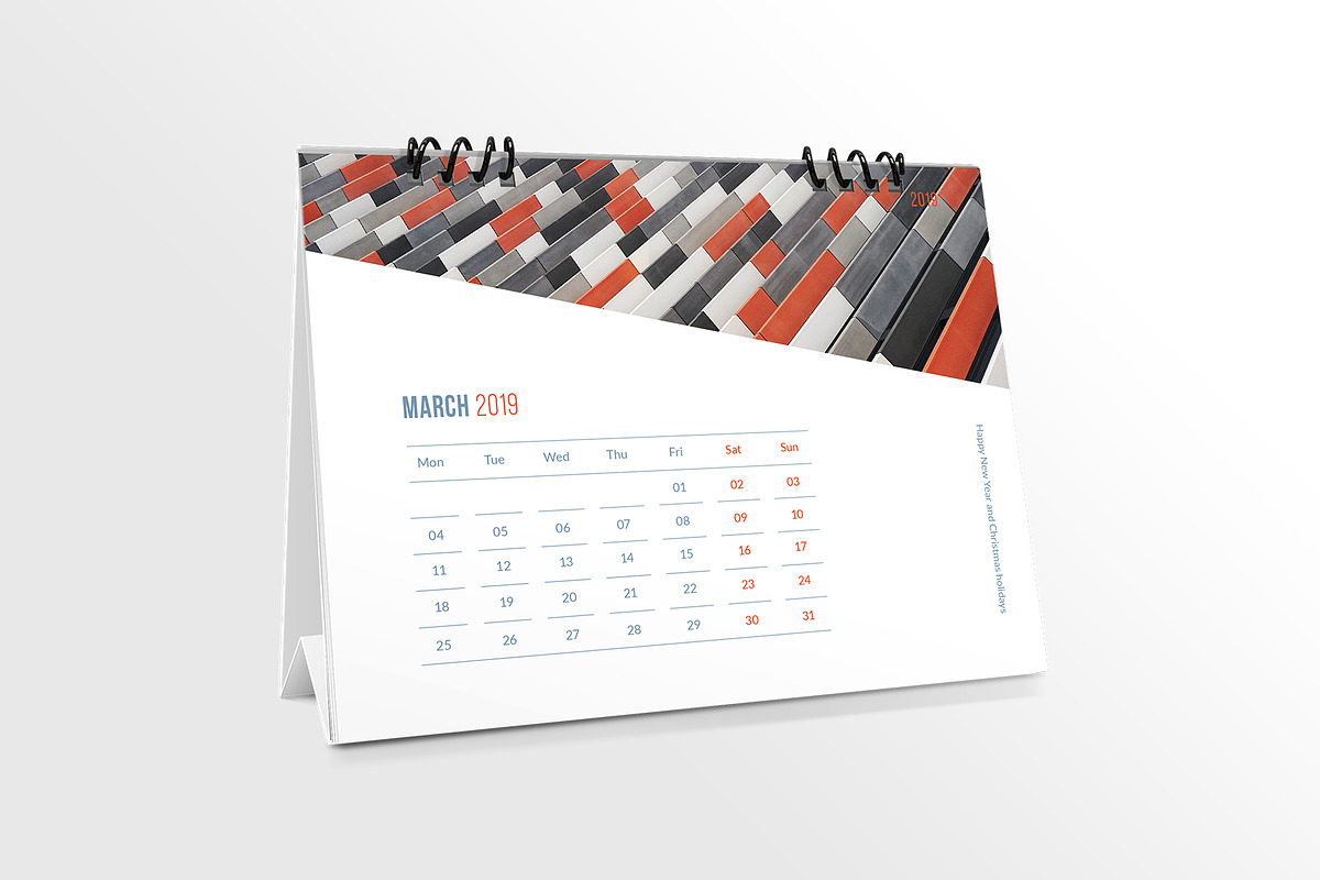 Desk Calendar for 2019, a Stationery Template by Vepix