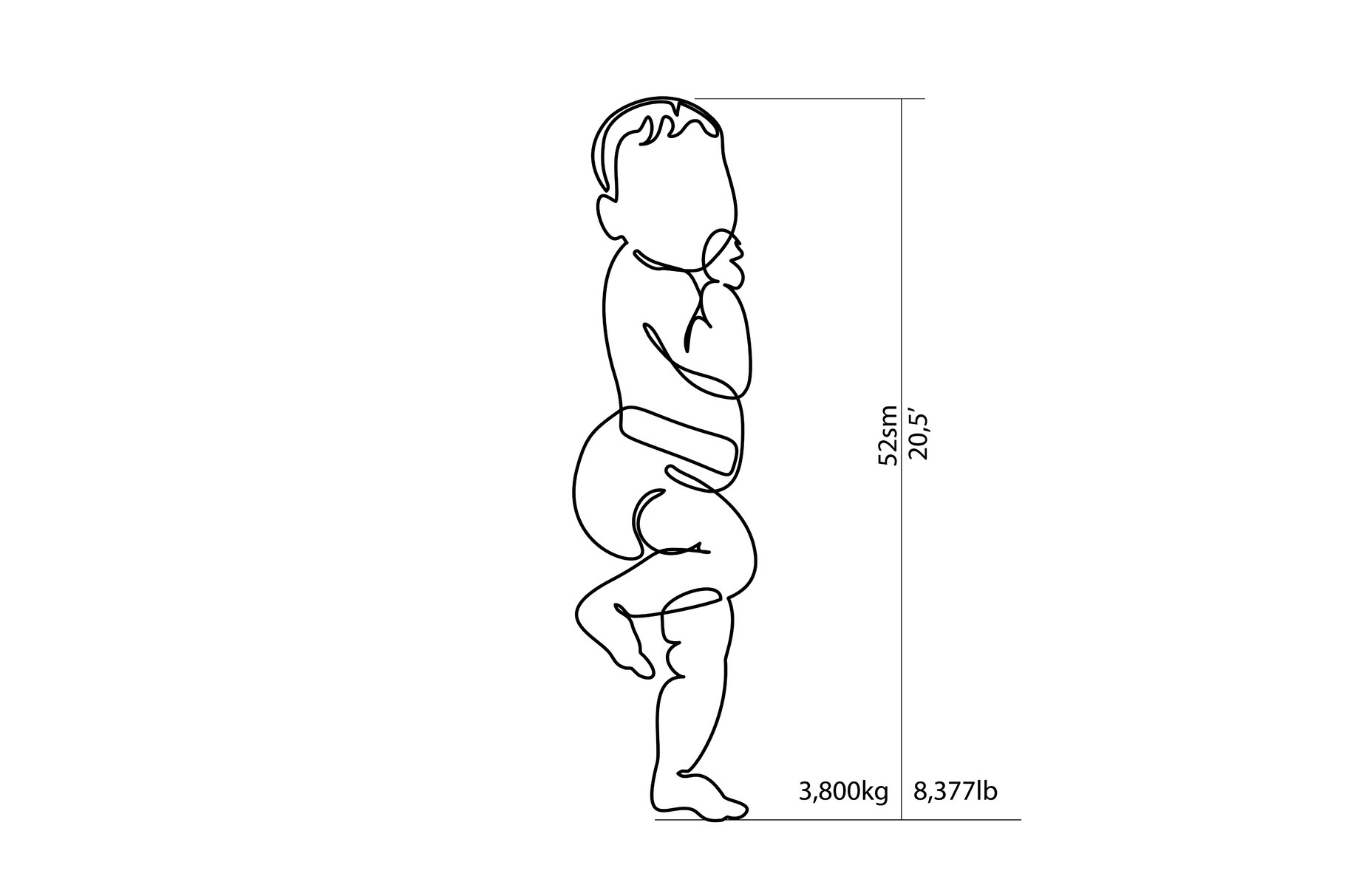 Full-growth baby one line drawing, a Healthcare Illustration by Valenty