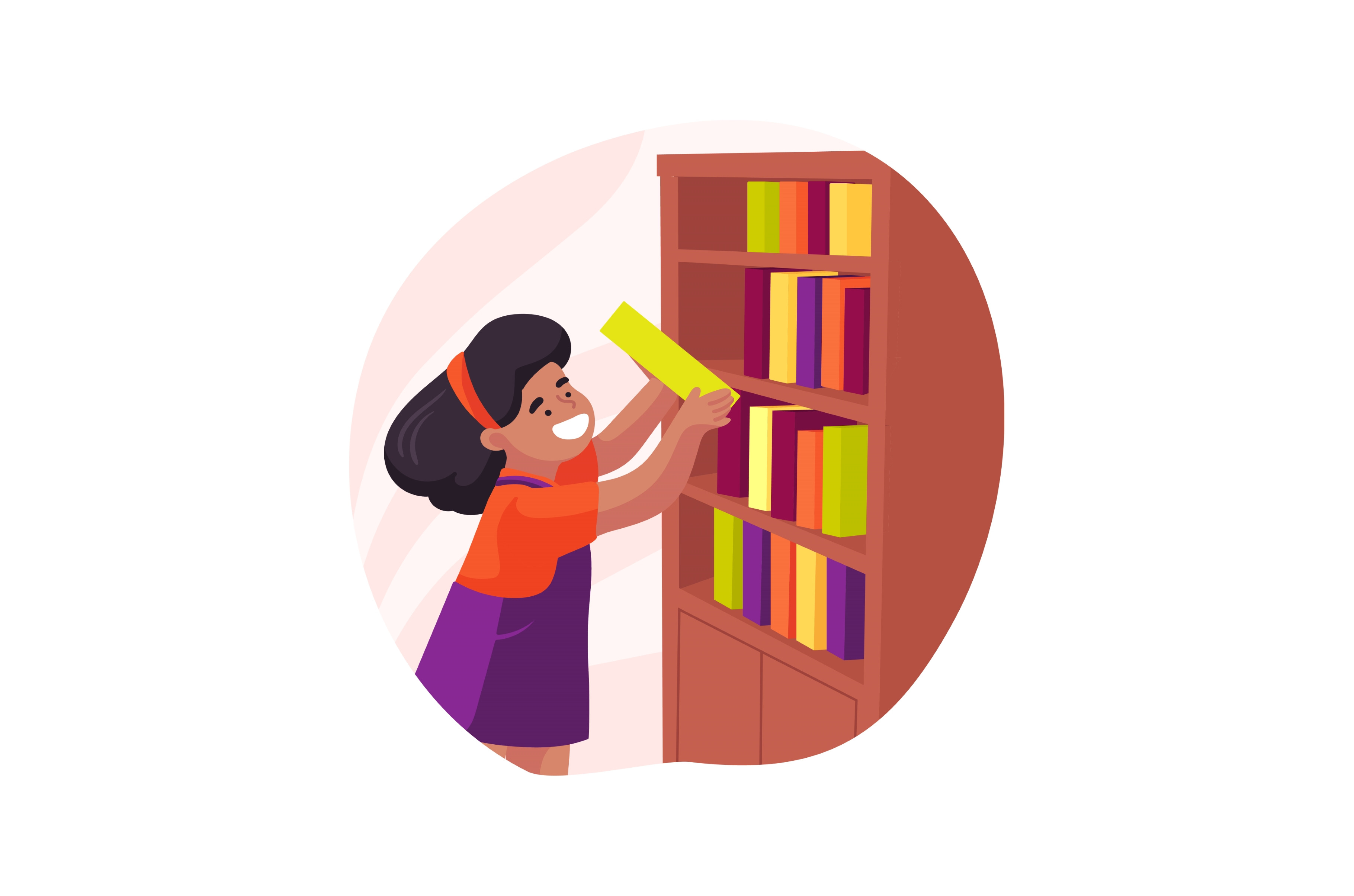 Picking a book in a library isolated, an Education Illustration by ...
