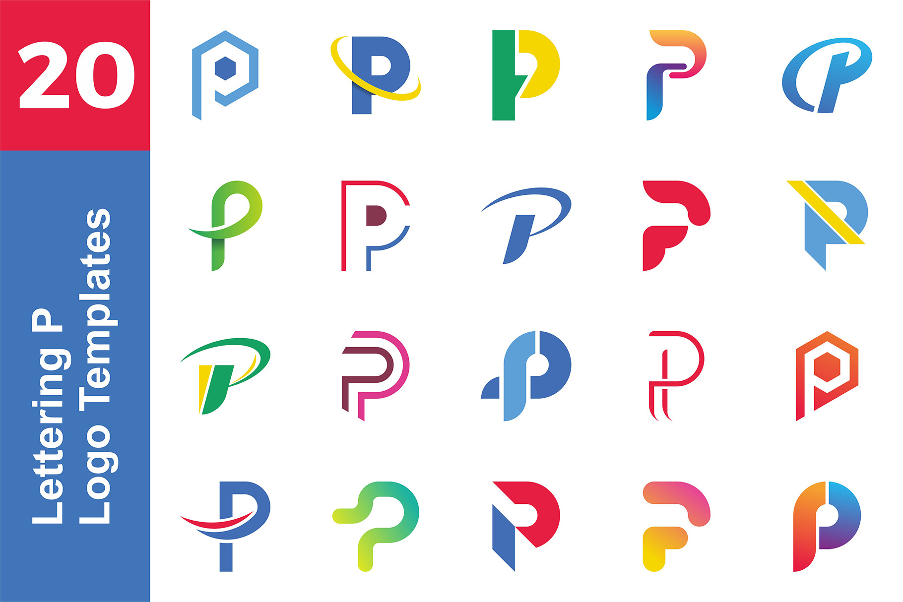 20 Logo Lettering P Template Bundle, a Branding & Logo Template by ...