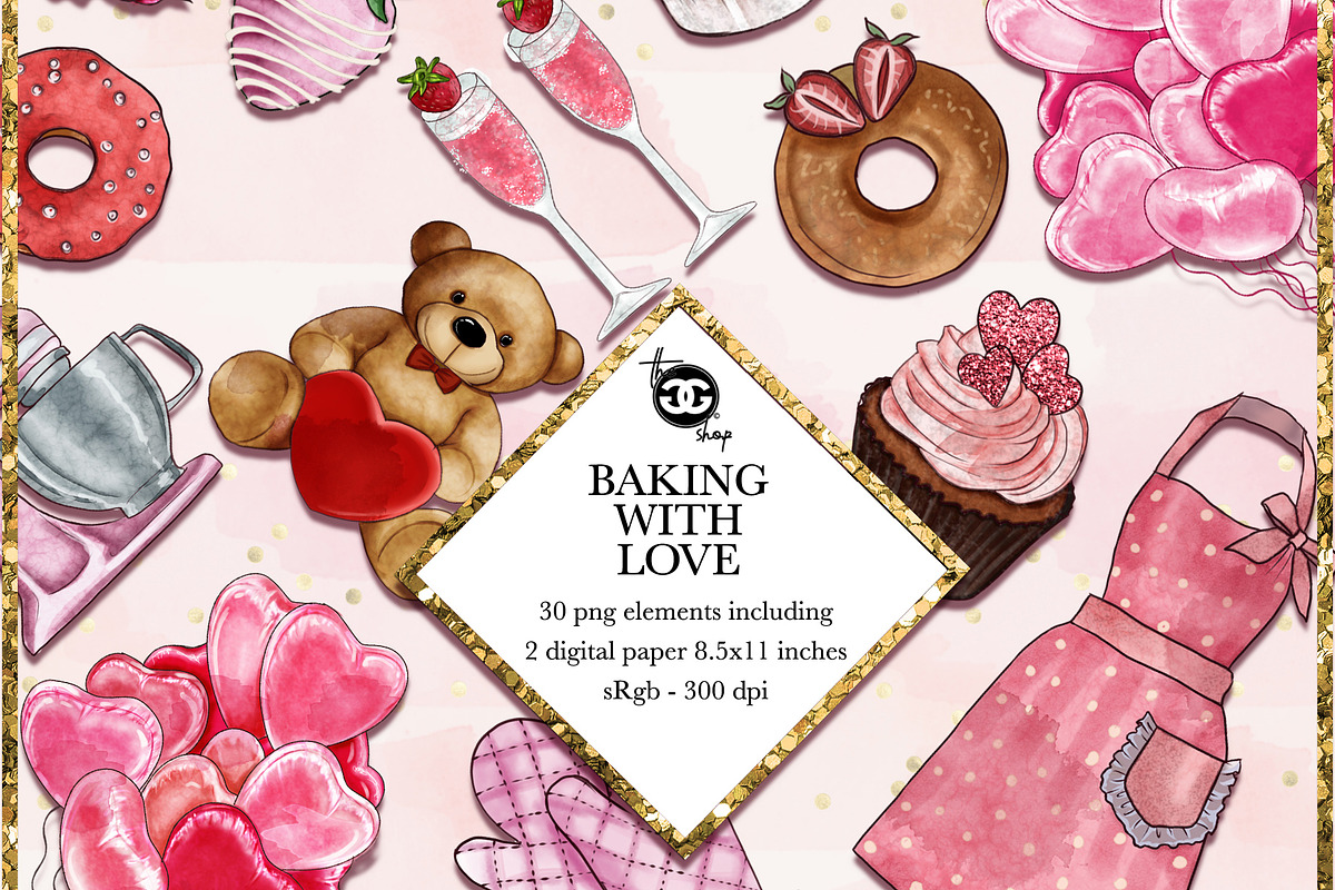 Valentine's Day clip art set, a Decorative Illustration by The GG Shop