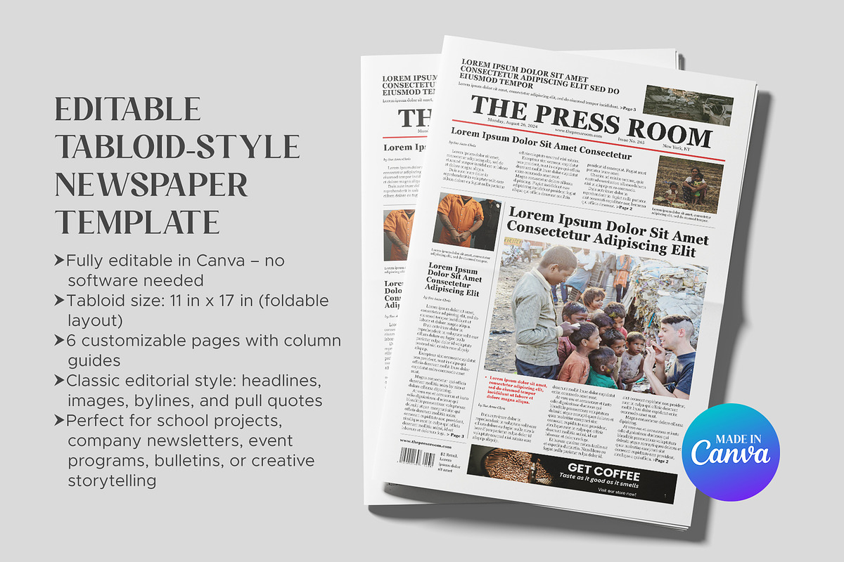 Tabloid-Style Newspaper Template