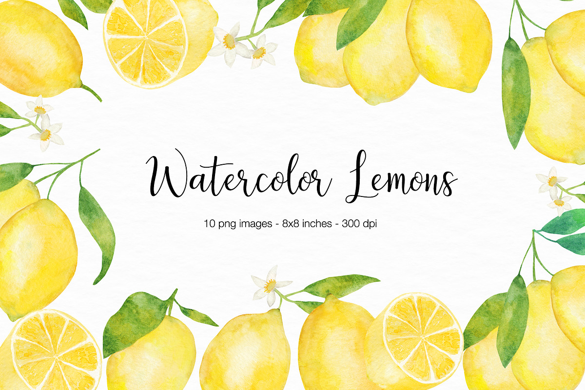 Watercolor Lemons Illustration, a Food Illustration by BonaDesigns