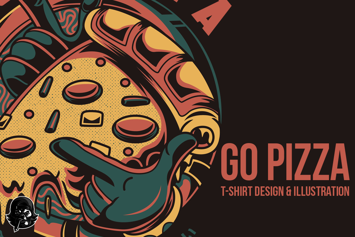 Go Pizza Illustration, a Food Illustration by badsyxn