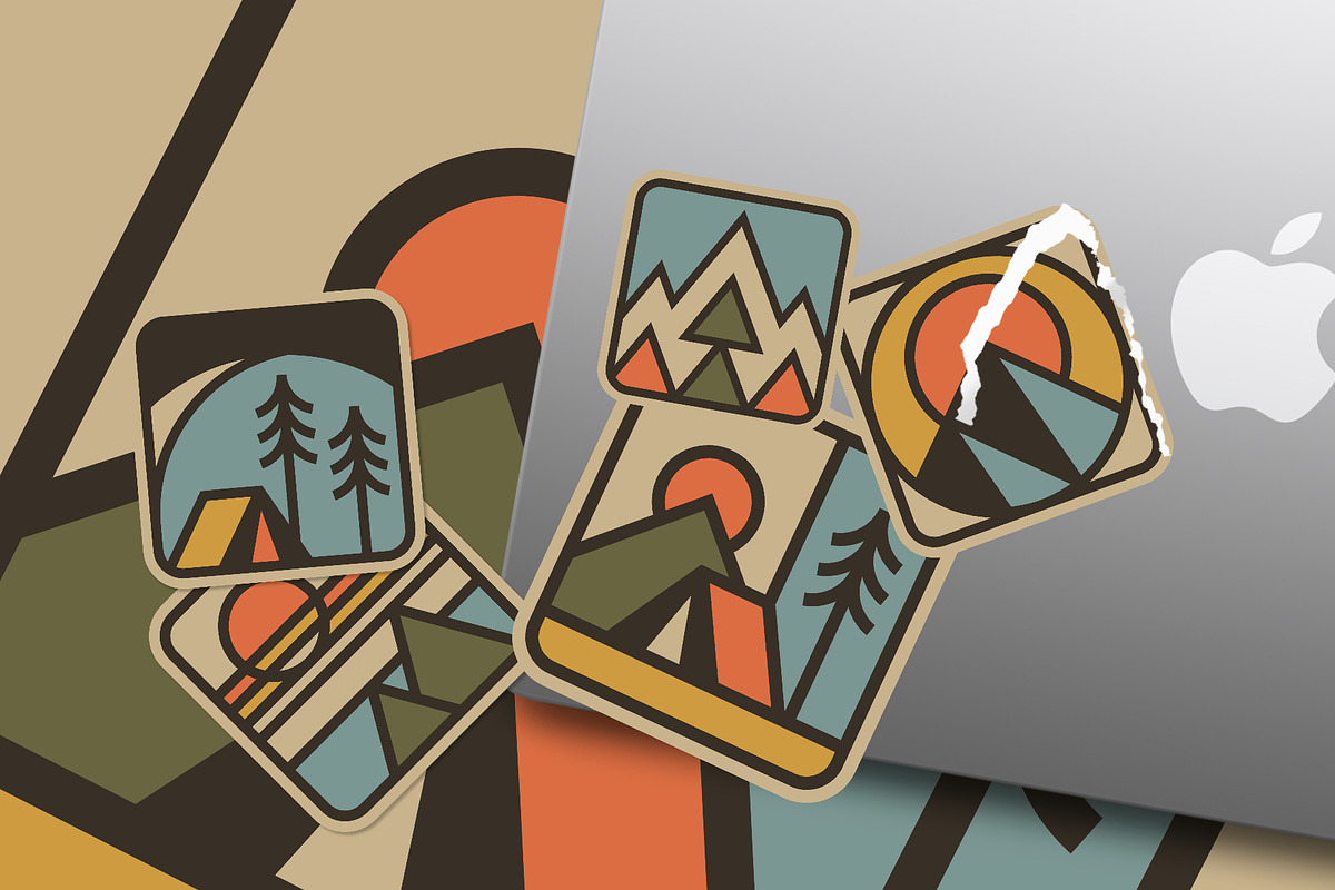 Simple Outdoor Badges, an Illustration by tifftuff
