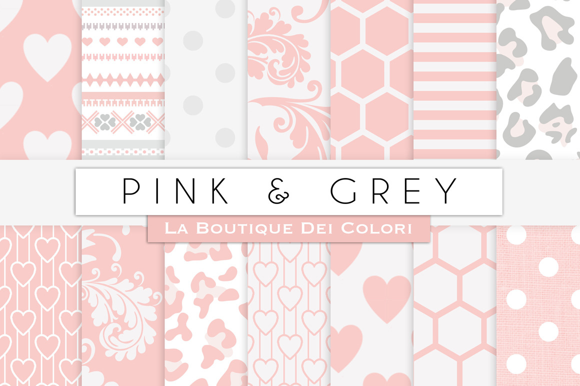Pink & Grey Digital Papers, a Pattern Graphic by La Boutique dei Colori