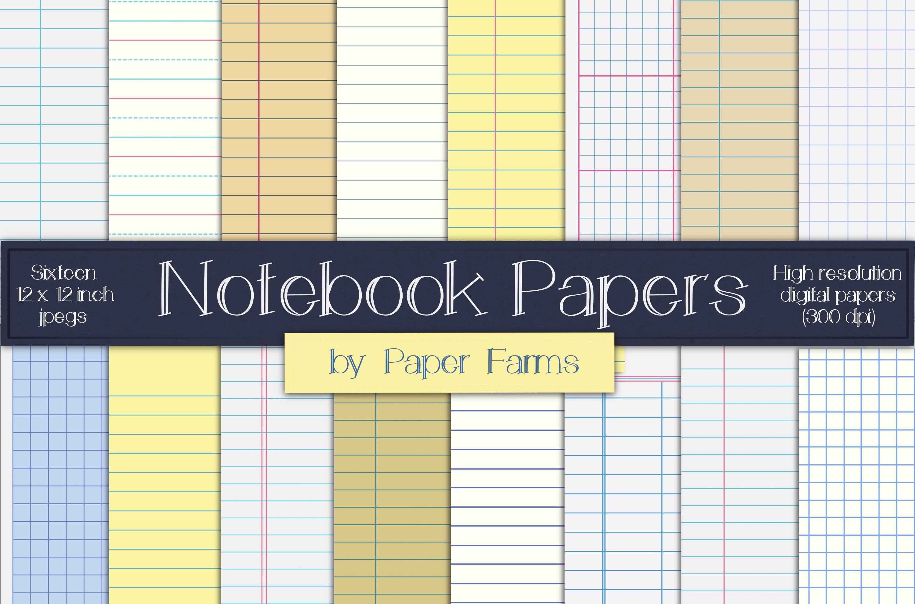 Notebook digital paper, a Texture Graphic by Paper Farms
