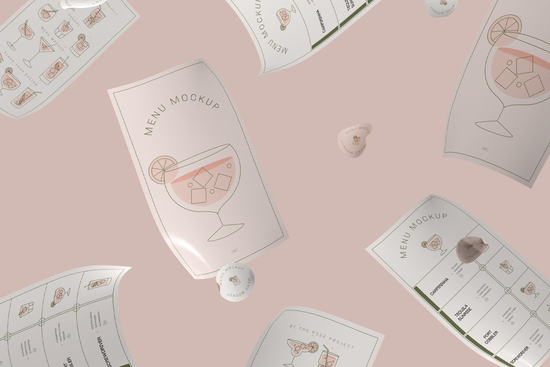 3d Floating Vertical Menus Mockup, a Packaging Mockup by The Rose Project