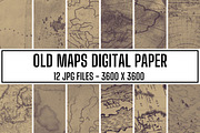 Old Maps Digital Paper, a Background Graphic by Awieee1