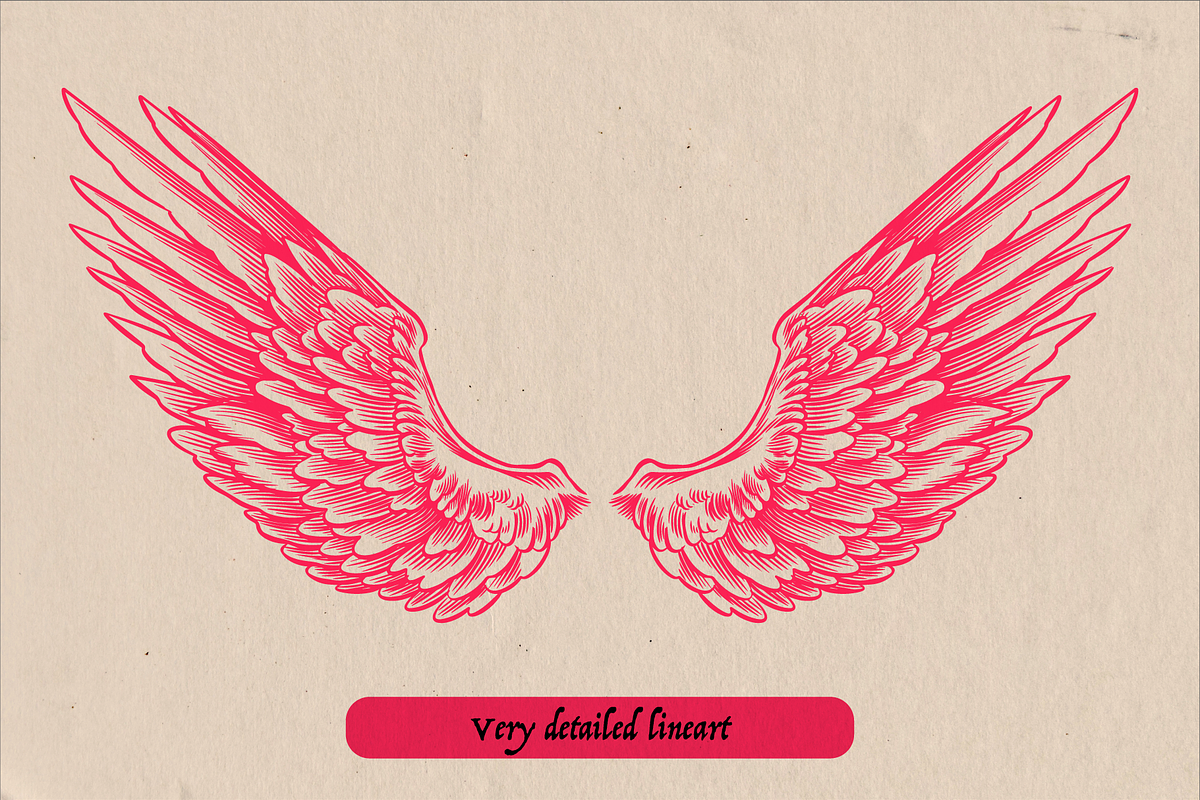 Angel wings drawing engraved, an Object Illustration by Arthur Balitskiy