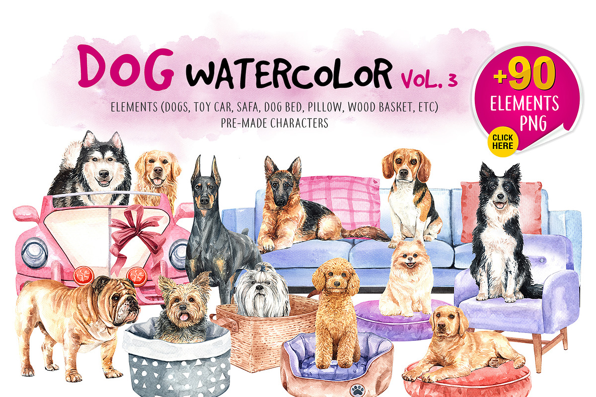 Dog watercolor.Animal Clip art, an Animal Illustration by Sap-G Art