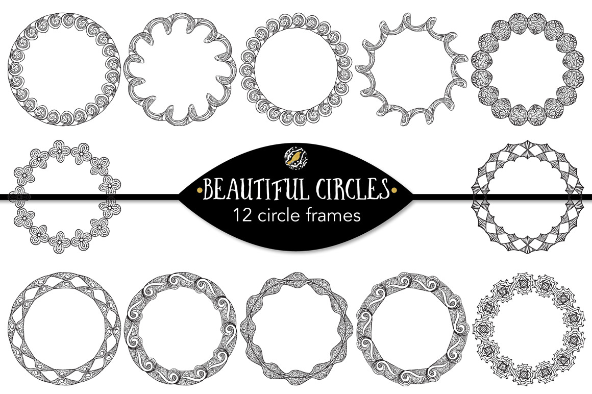 Beautiful circles - 12 circle frames, an Illustration by Little Bird