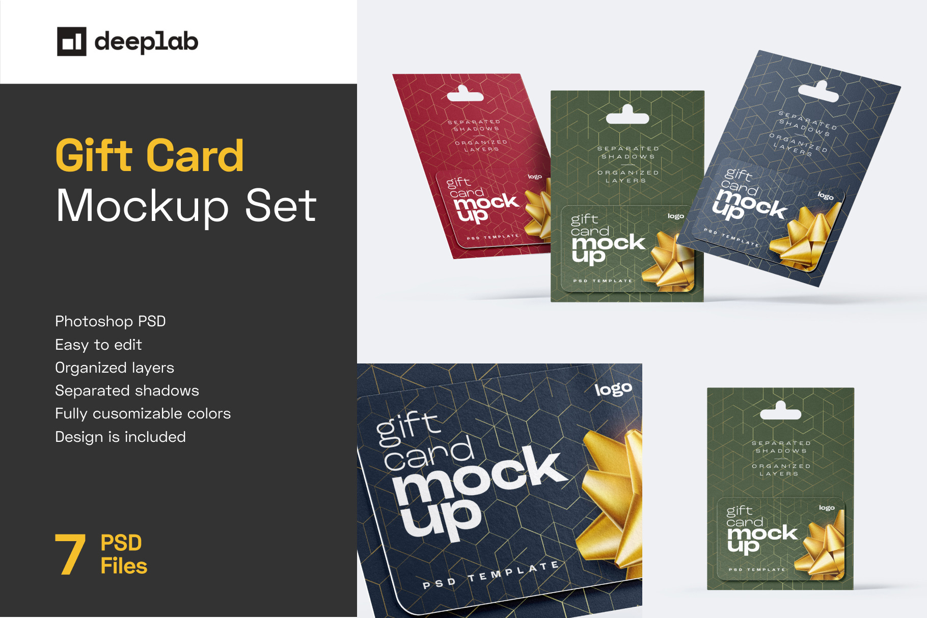 Gift Card Mockup Set, a Print Template by Deeplab