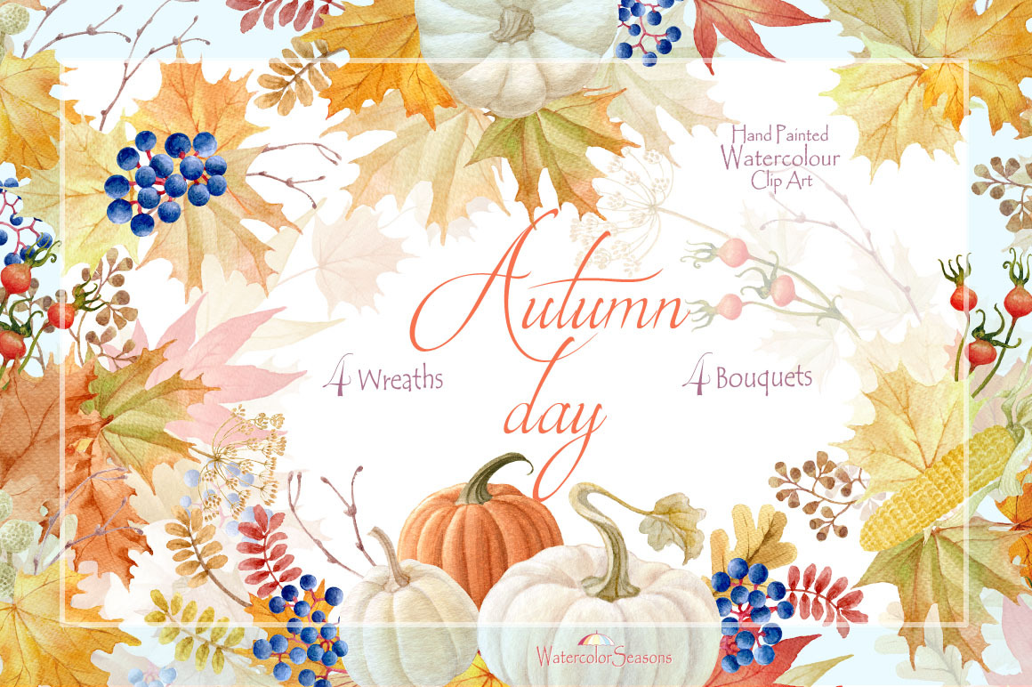 Watercolor clipart Autumn day, a Graphic by WatercolorSeasons