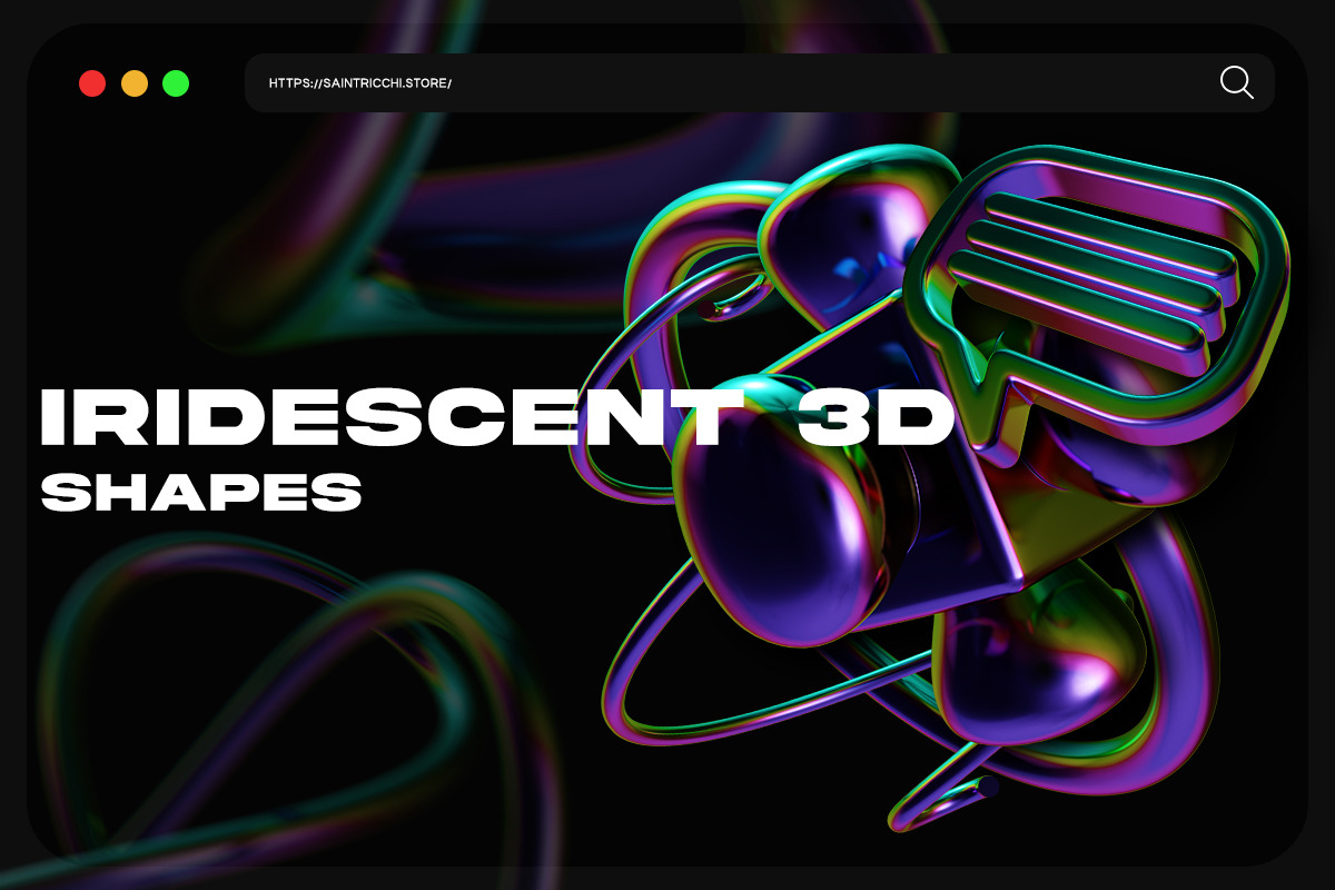 Iridescent 3D Shapes, a Graphic by saintricchi