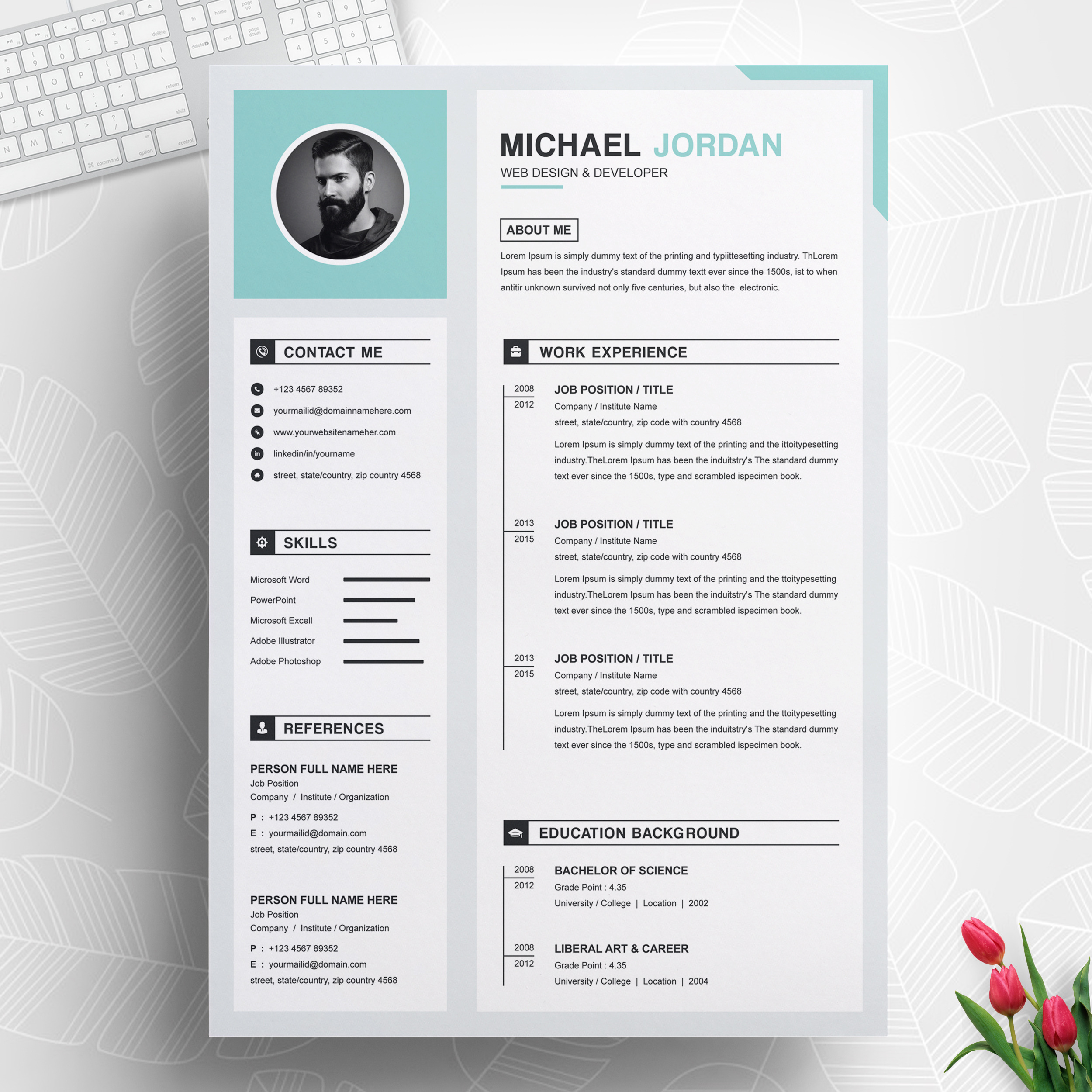 One Page Clean Resume + Cover Letter, a Resume Template by ...