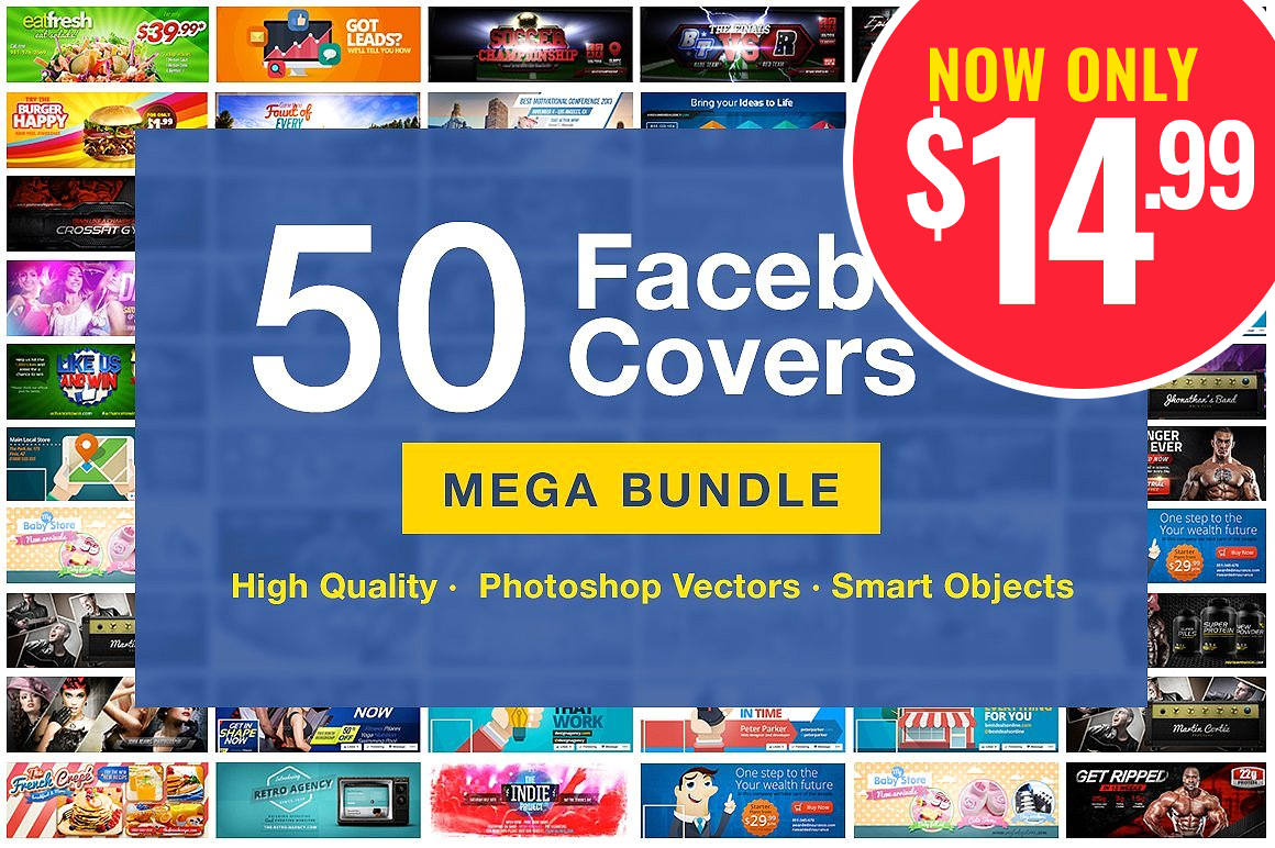 50 FB Covers Bundle, a Social Media Template by Asaelv Shop!
