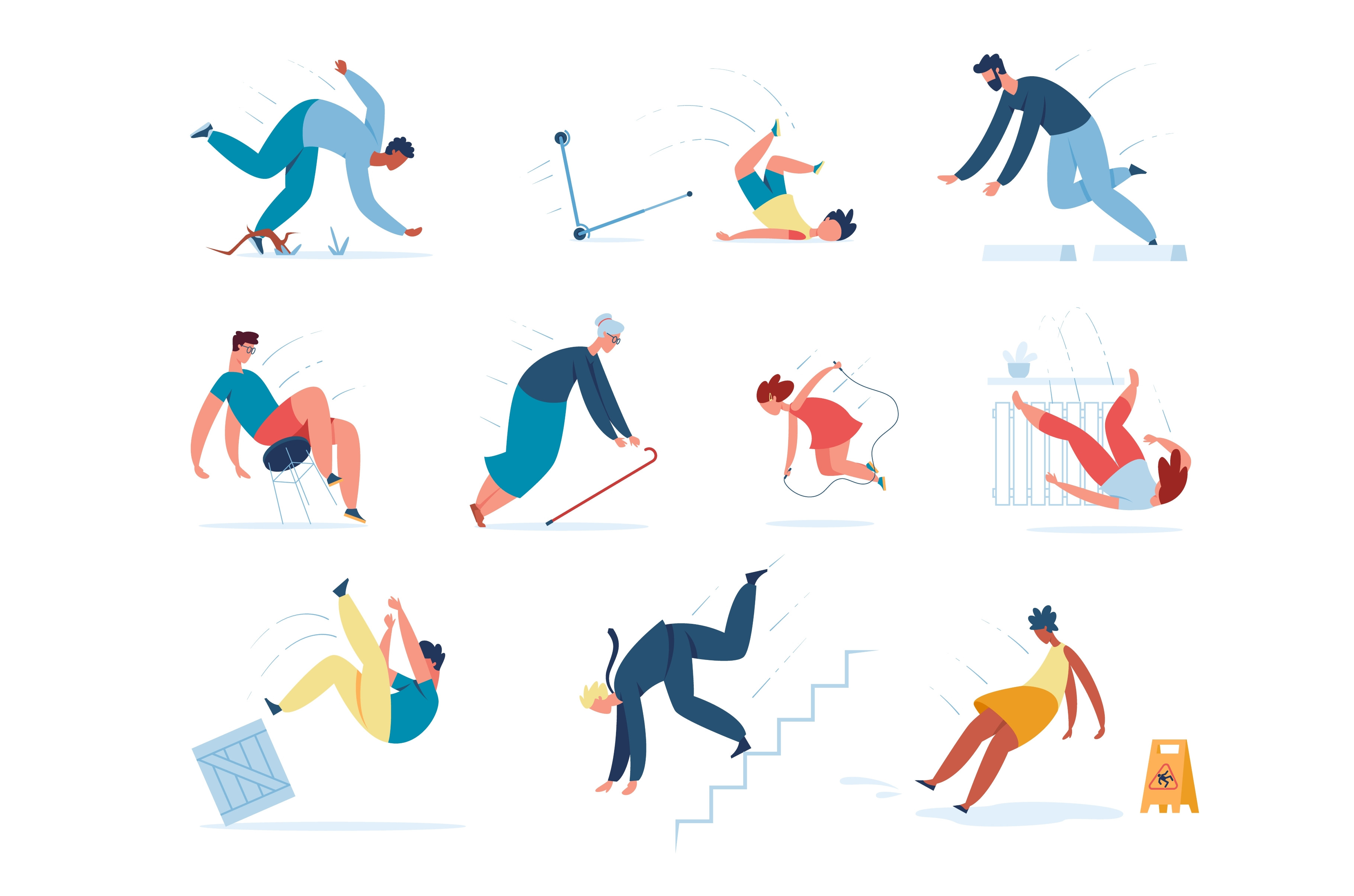 People falling down stairs, tripping, a Person Illustration by Frogella ...