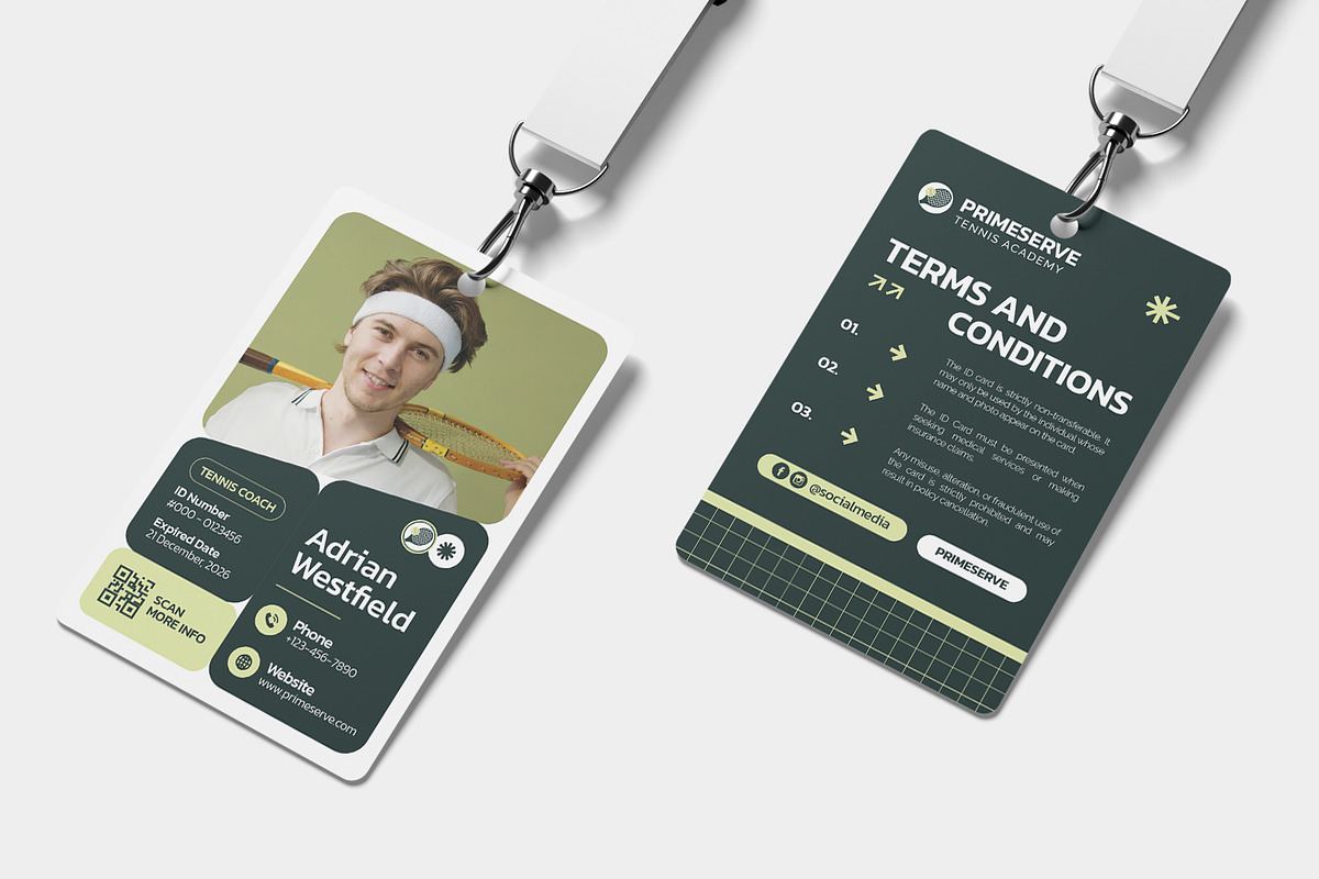 PrimeServe Tennis - ID Card, a Card Template by Esensifiksi.studio