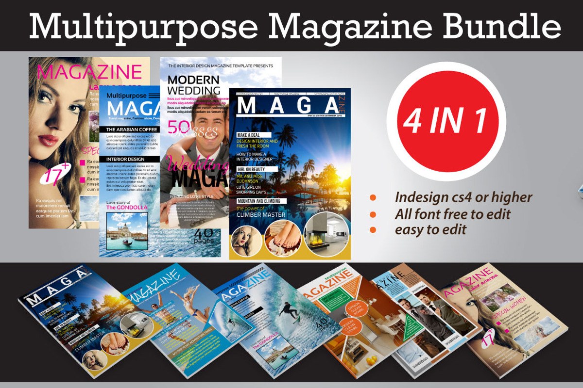 BUNDLE MULTIPURPOSE MAGAZINE VOL. 1, a Magazine Template by Orlin