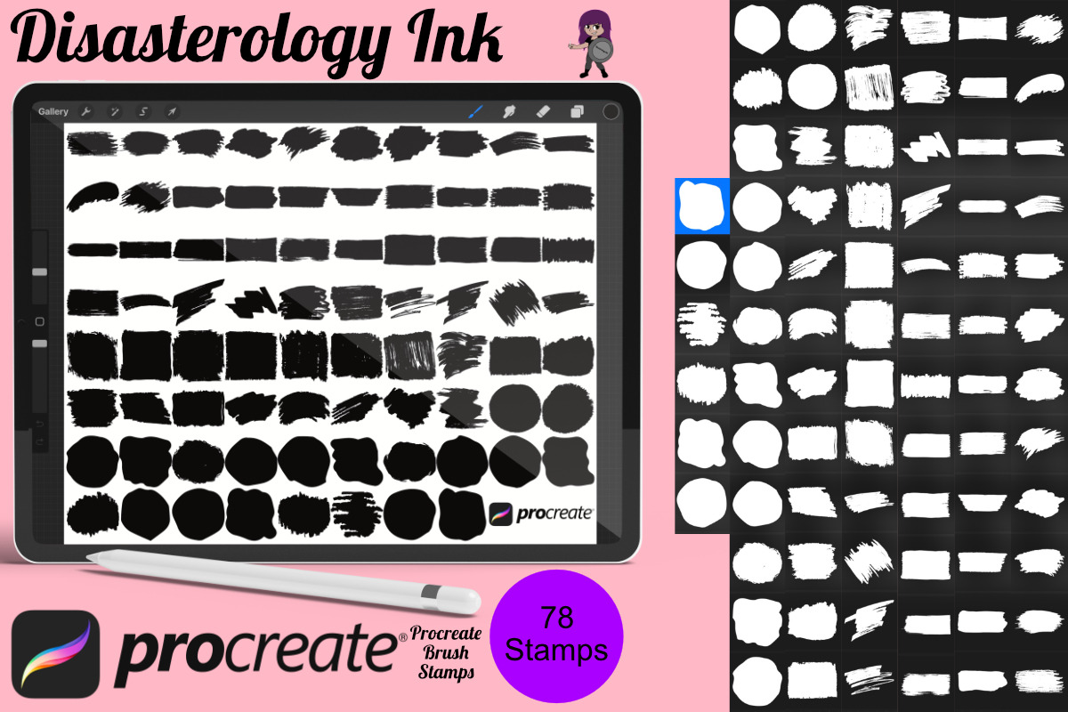 Paint Brush Swatches Set 1 Procreate, a Brush Add-On by Disasterology Ink