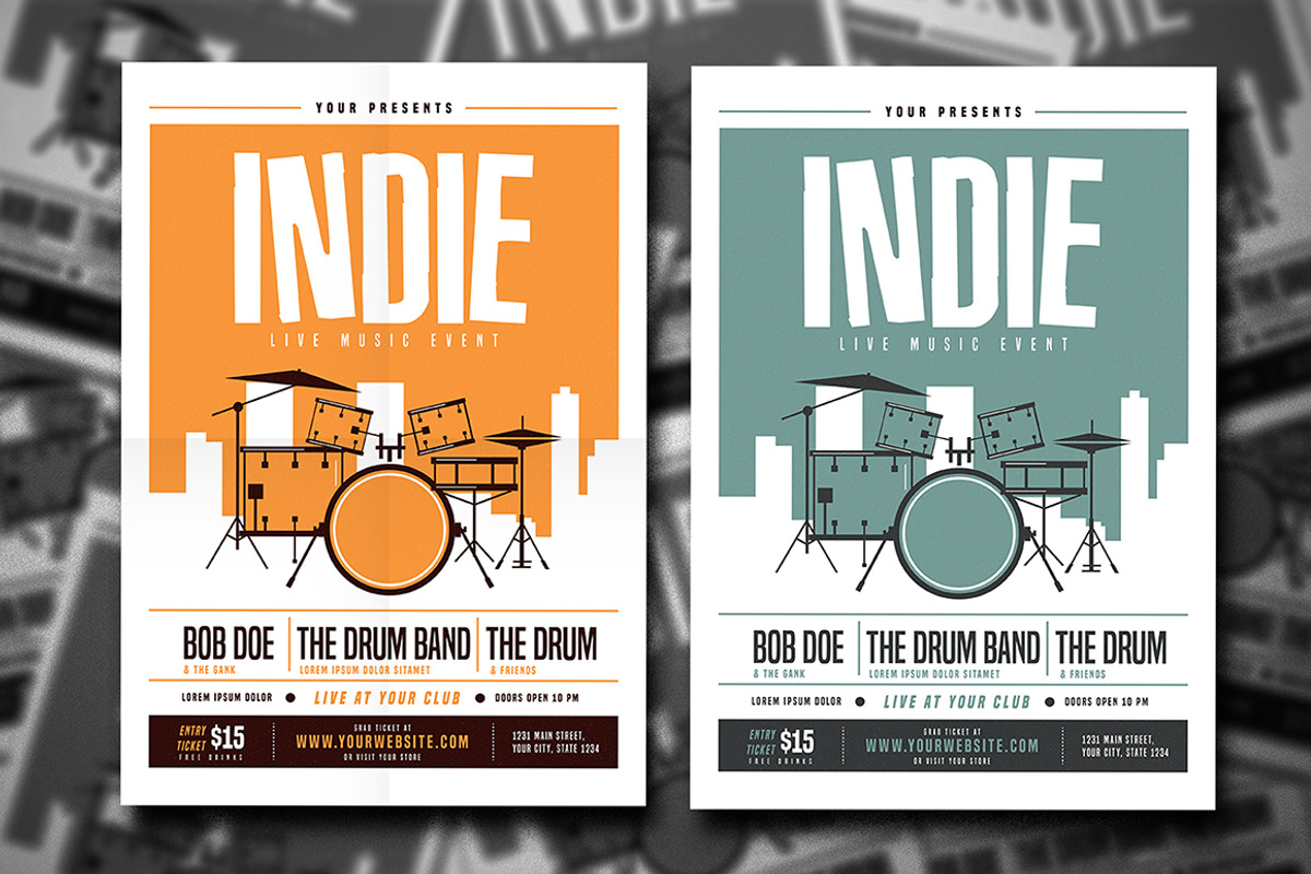 Indie Drum Flyer, a Flyer Template by Guuver