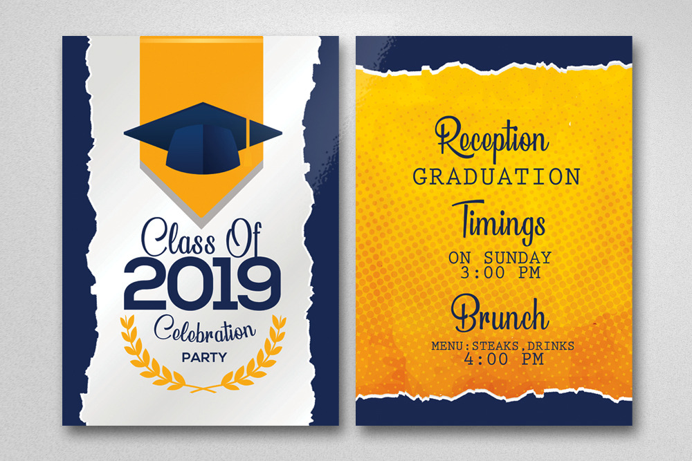 Tow Sided Graduation Invitation Card, an Invitation Template by ...