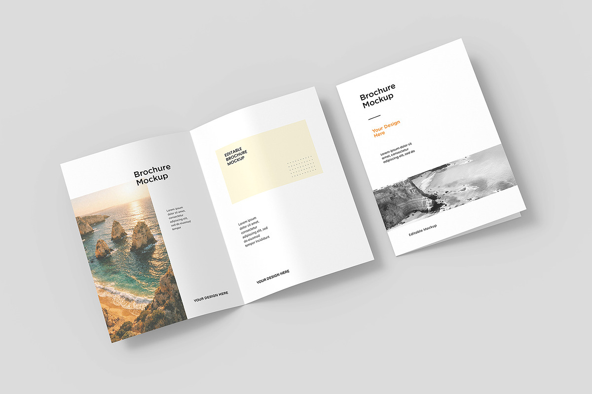 Open and Closed Bi-Fold Brochure Mockup