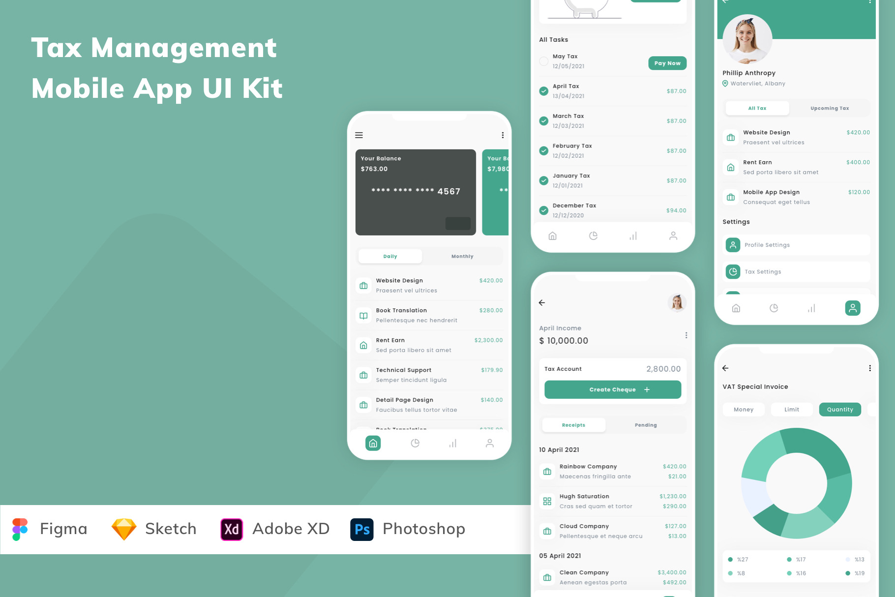 Tax Management Mobile App UI Kit, an UI Kit Template by Betush