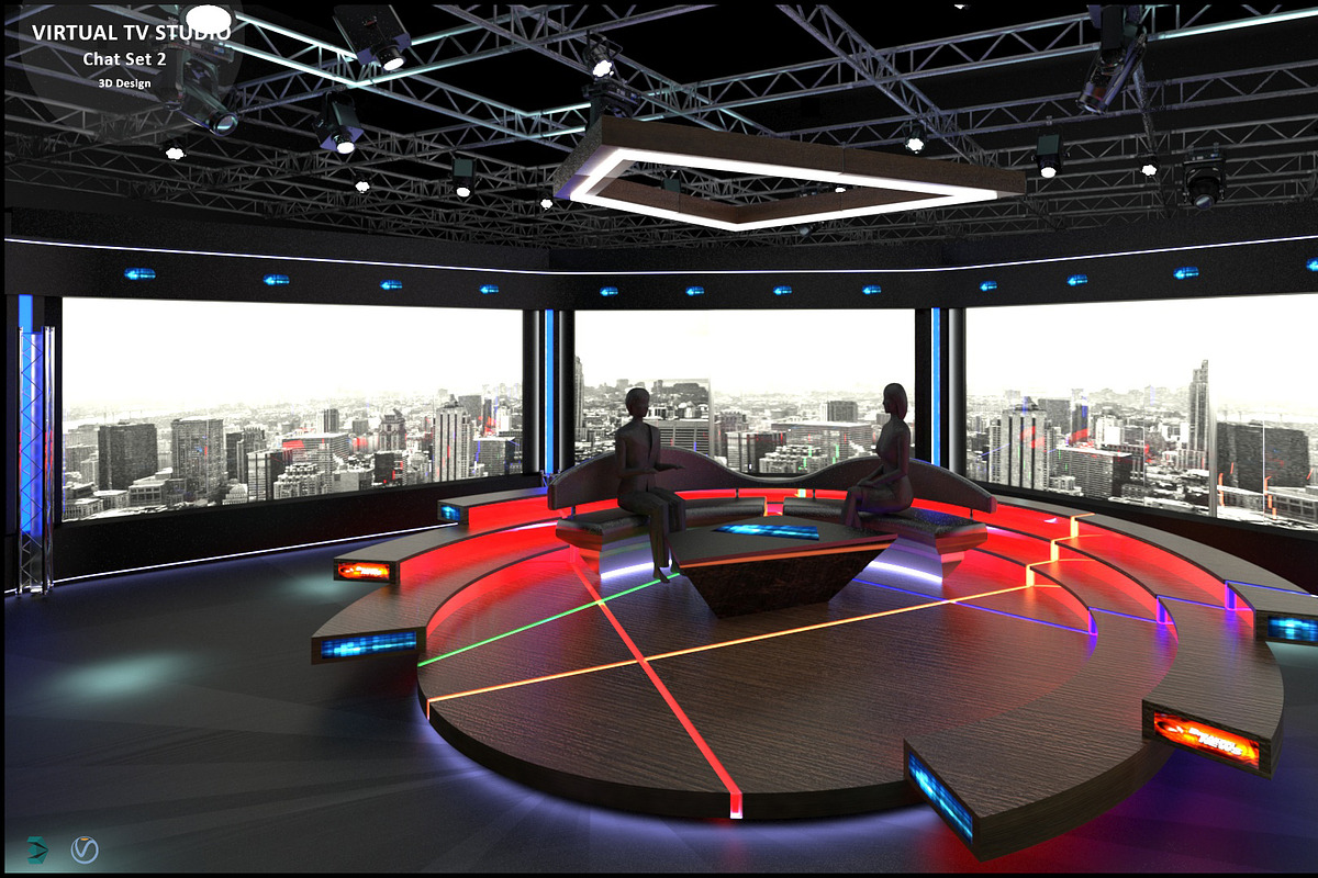 Virtual TV Studio Chat Set 2