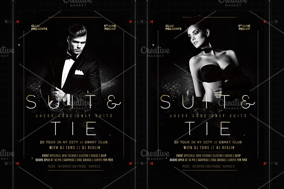 Suit and Tie Party Flyer, a Flyer Template by Basez Flyers