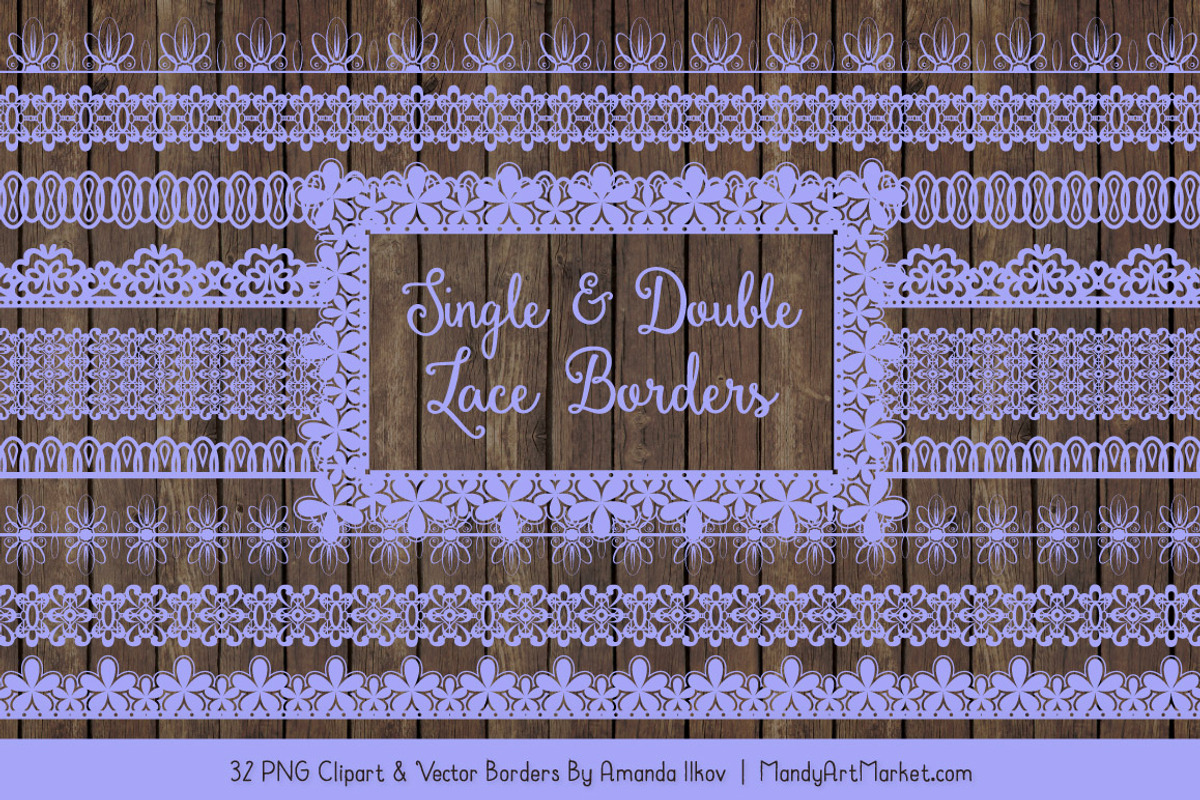 Periwinkle Lace Clipart Borders, an Illustration by Amanda Ilkov ...