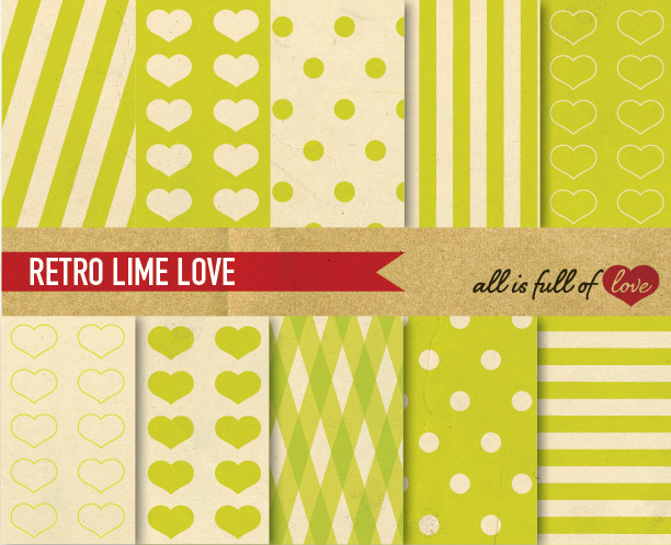 Lime Green Printable Paper Pack, a Pattern Graphic by All is full of Love