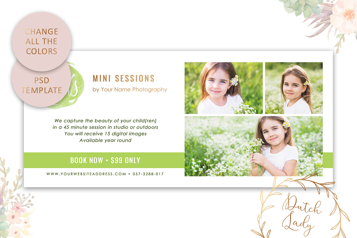 PSD Photo Session Card Template #23, a Card Template by The Dutch Lady ...